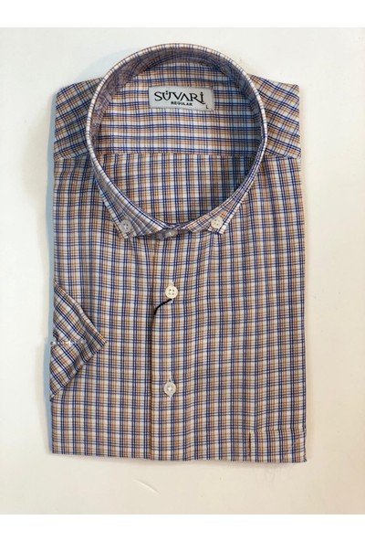 Süvari Kısa Kol Bol Kesim Pamuklu Tek Cepli Özel Kalıp Klasik Gömlek