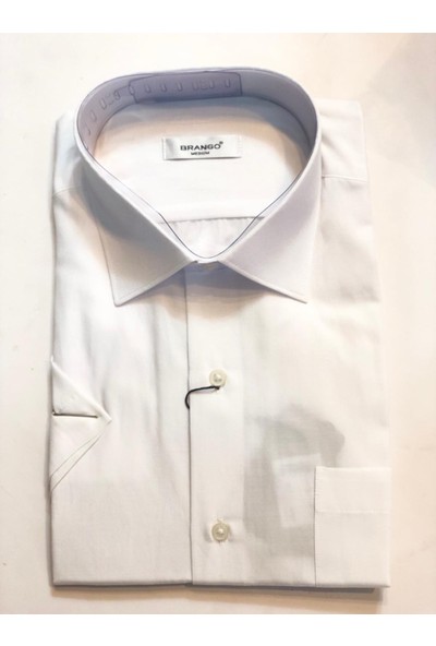 Brango Rain Kısa Kol Bol Rahat Kesim Pamuklu Tek Cepli Klasik Gömlek