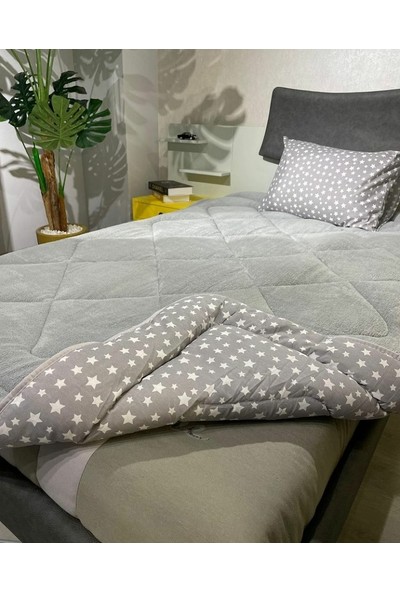 Babylee Çift Taraflı Pufidik Welsoft Yorgan(Tek Kişilik Gri)