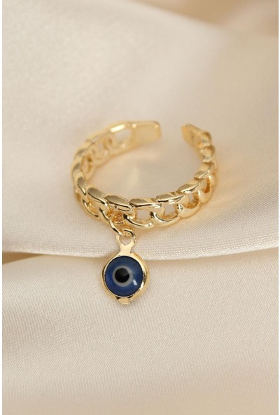 Clariss Ayarlanabilir Gold Renk Nazar Boncuk Figürlü Yüzük Clariss Ayarlanabilir Gold Renk Nazar Boncuk Figürlü Yüzük
