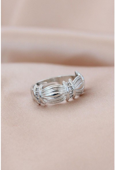 Clariss Gümüş Metal Zirkon Taşlı Ayarlanabilir Yüzük