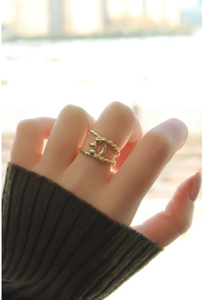 Moco Su Yolu Tasarımlı Ayarlamalı Metal Yüzük