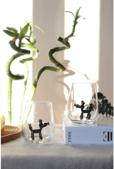 Adamodart Siyah Balon Köpek Figürlü 2'li Su Bardağı Adamodart Siyah Balon Köpek Figürlü 2'li Su Bardağı