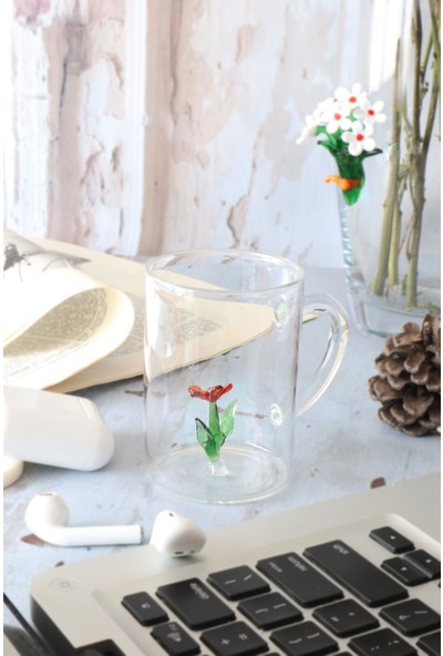 Adamodart Papatya Tasarım Dekoratif Borosilikat Cam Kupa Tekli Adamodart Papatya Tasarım Dekoratif Borosilikat Cam Kupa Tekli