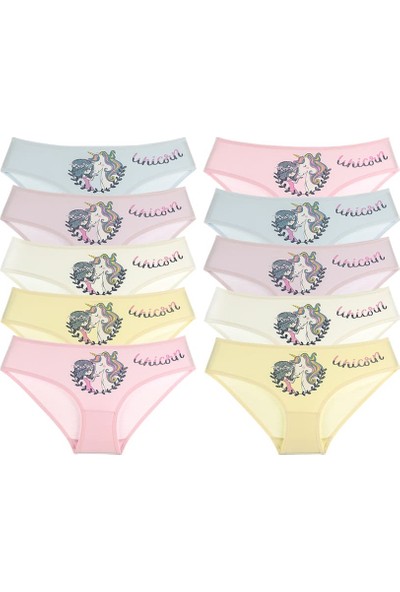 Donella 10'lu Renkli Unicorn Baskılı Kız Çocuk Külot - 415045