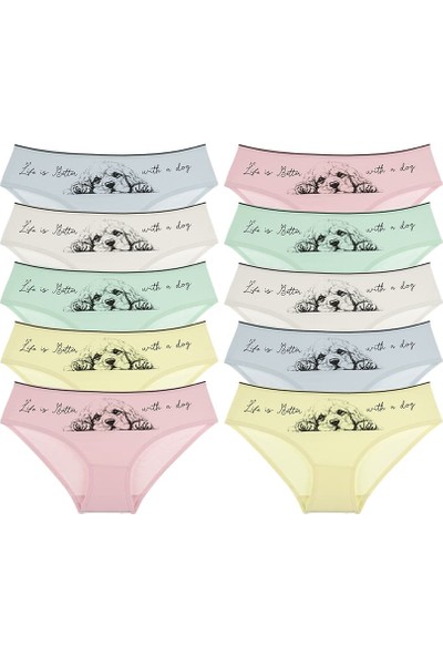 Donella 10'lu Renkli Köpek Baskılı Kız Çocuk Külot - 415056