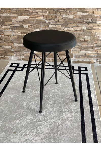 Okkored 1 Adet Eyfel Metal Ayaklı Deri Tabure 45 Cm, Metal Tabure