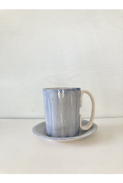 Line Design El Yapımı Seramik Kupa Baby Blue Line Design El Yapımı Seramik Kupa Baby Blue