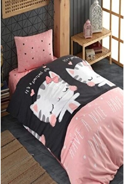 Babylee %100 Pamuklu Ranforce Tek Kişilik Nevresim Takımı Cats