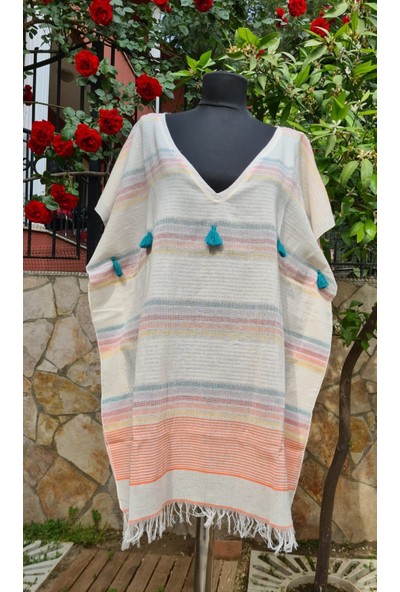 Artamania Kadın Pamuklu Püsküllü Tasarım Plaj Elbisesi Pareo Artamania Kadın Pamuklu Püsküllü Tasarım Plaj Elbisesi Pareo