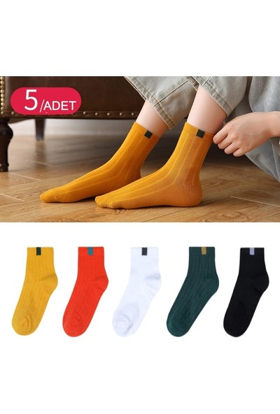 Çorapmanya 5 Çift Çok Renkli Unisex Kolej Tenis Çorap Çorapmanya 5 Çift Çok Renkli Unisex Kolej Tenis Çorap