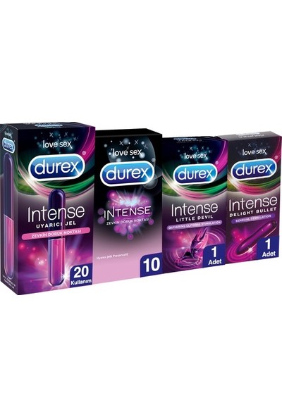 Durex Delight Bullet Vibratör + Durex Little Devil Titreşimli Halka + Intense Uyarıcı Prezervatif 10'lu + Intense Uyarıcı Jel Durex Delight Bullet Vibratör + Durex Little Devil Titreşimli Halka + Intense Uyarıcı Prezervatif 10'lu + Intense Uyarıcı Jel