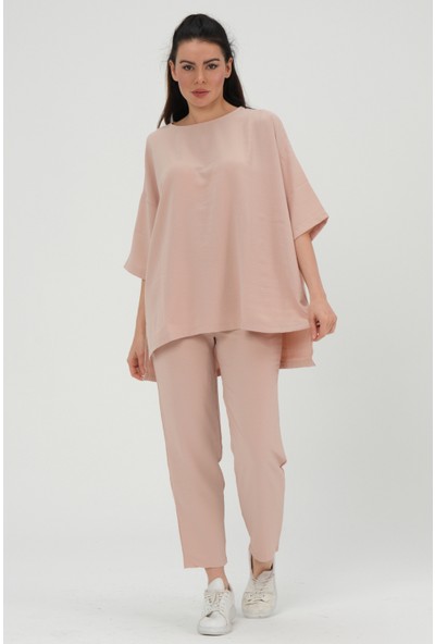 Barkaist Taş Rengi Keten Viskon Comfort Ikili Takım