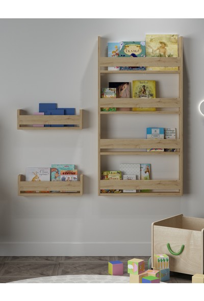 Sanal Mobilya Montessori Çok Amaçlı Kitaplık Safir Meşe Sanal Mobilya Montessori Çok Amaçlı Kitaplık Safir Meşe