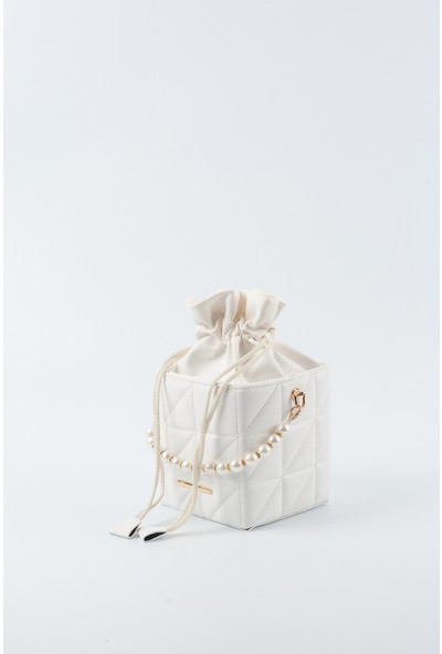 Crocos Kadın Kapitone Inci Askılı ve Zincir Omuz Askısı Büzgülü Küp Omuz ve El Çantası