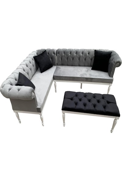 Tamamı Gürgen Chester Kapitoneli Mutfak&balkon Köşe Takımı(Masasız)