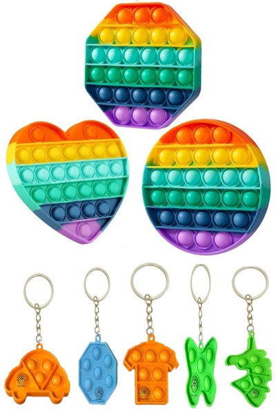 Pop It Push Bubble Fidget Daire Kalp Sekizgen Pop It Anahtarlıklı Sekizli Set Popit Oyuncak Pop It Push Bubble Fidget Daire Kalp Sekizgen Pop It Anahtarlıklı Sekizli Set Popit Oyuncak