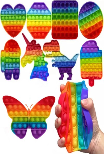 Pop It Push Bubble Fidget Duyusal Stres Oyunu Popit Gökkuşağı Oyuncak 9lu Set Pop It Push Bubble Fidget Duyusal Stres Oyunu Popit Gökkuşağı Oyuncak 9lu Set