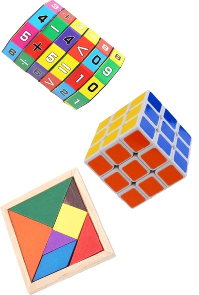 3'lü Eğitici Oyuncak Seti Zeka Küpü Matematik Işlem ve Ahşap Tangram Set 3'lü Eğitici Oyuncak Seti Zeka Küpü Matematik Işlem ve Ahşap Tangram Set