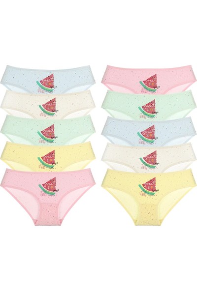 Donella 10'lu Renkli Karpuz Baskılı Kız Çocuk Külot - 411275B
