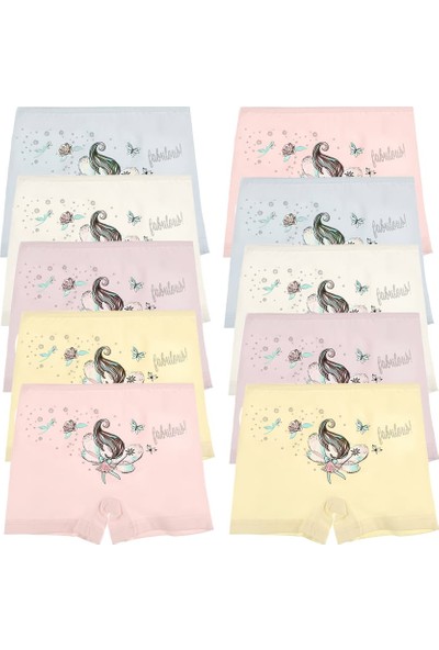 Donella 10'lu Renkli Baskılı Kız Çocuk Şort - 425061