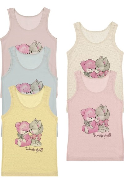 Donella 5'li Renkli Ayıcık Baskılı Kız Çocuk Atlet - 491191B