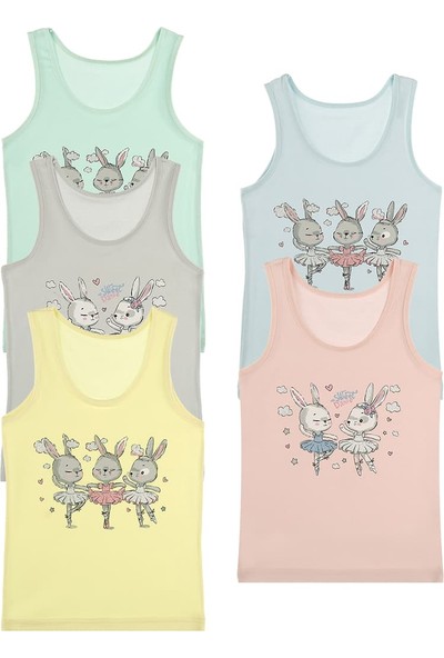 Donella 5'li Renkli Tavşan Baskılı Kız Çocuk Atlet - 495044 Donella 5'li Renkli Tavşan Baskılı Kız Çocuk Atlet - 495044