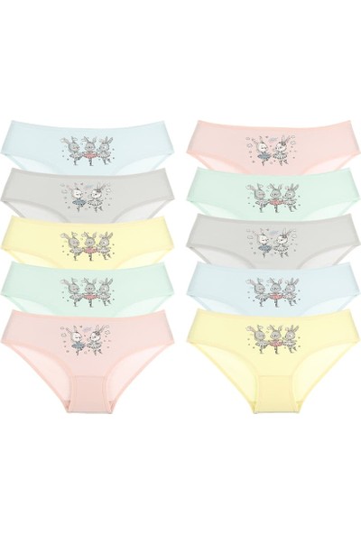 Donella 10'lu Renkli Tavşan Baskılı Kız Çocuk Külot - 415044 Donella 10'lu Renkli Tavşan Baskılı Kız Çocuk Külot - 415044