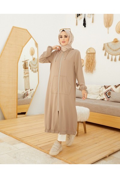 Neways Kapşonlu Fermuarlı Tunik Krep Bej Neways 6475 Neways Kapşonlu Fermuarlı Tunik Krep Bej Neways 6475