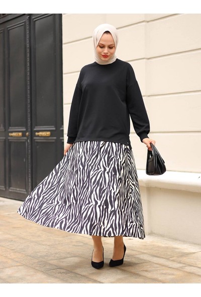 Elzen Collection Zebra Etekli Takım Siyah Elzen Collection Zebra Etekli Takım Siyah