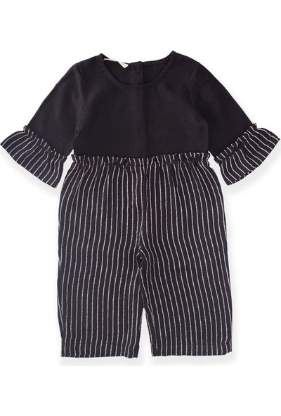 Cigit Çizgili Elbise Tulum 2-6 Yaş Siyah Cigit Çizgili Elbise Tulum 2-6 Yaş Siyah