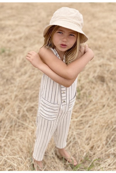 Cigit Ketra Çizgili Ipli Tulum 2-6 Yaş Naturel