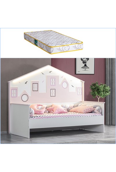 Setay Montessori, City Montessori Yatak Ledli + Comfort Yatak - Pembe