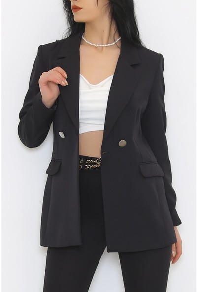 Modaymış Düğmeli Blazer Ceket Siyah - 2054.1322. Modaymış Düğmeli Blazer Ceket Siyah - 2054.1322.