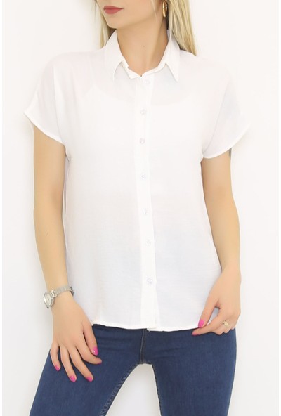 Modaymış Yarasa Kol Gömlek Beyaz - 1546.1095.
