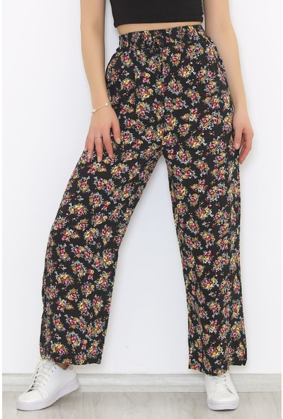 Modaymış Desenli Pantolon Siyahçiçekli - 211084.1247.