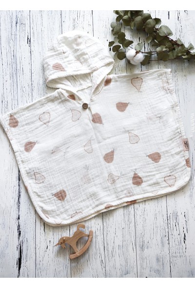 Mells Baby Organik Pamuk Armut Desenli Müslin Çocuk&bebek Panço Mells Baby Organik Pamuk Armut Desenli Müslin Çocuk&bebek Panço