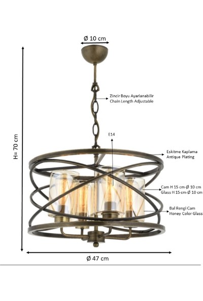 Romtek Export AV-1590-4E Eskitme Kaplama Modern Avize