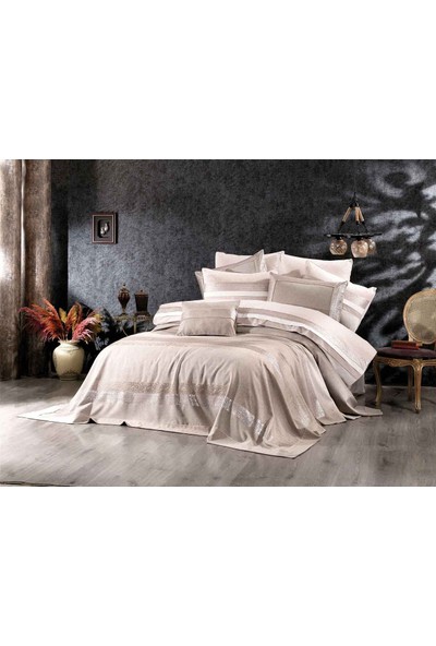 Vinaldi Love Yatak Örtüsü Seti Bej