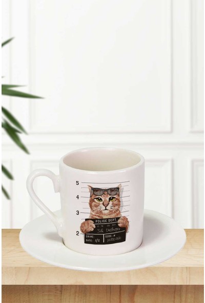 Gizeo Concept Suçlu Kedi Desenli Türk Kahvesi Fincanı Gizeo Concept Suçlu Kedi Desenli Türk Kahvesi Fincanı