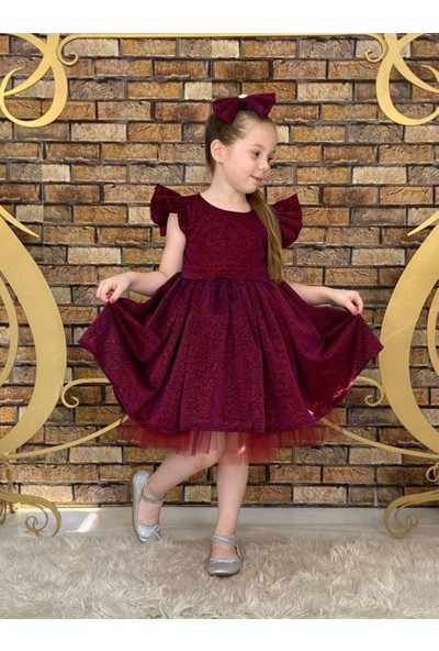 Tarz Çocuk Kız Çocuk Simli Pırıltılı Elbise