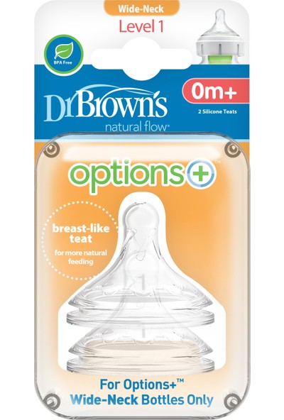 1. Seviye Geniş Ağız Options+ Silikon Biberon Emziği, Ikili Paket 1. Seviye Geniş Ağız Options+ Silikon Biberon Emziği, Ikili Paket