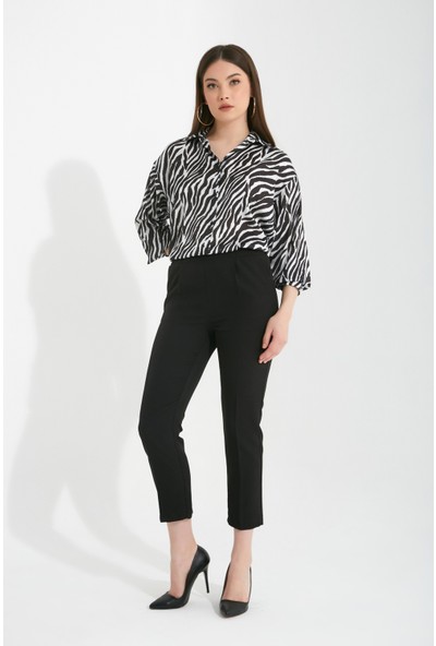 Açelya Kadın Beli Lastikli Cep Detaylı Skinny Kumaş Pantolon