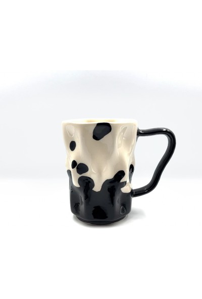 Özel Yapım El Yapımı Seramik İnek Desenli Kupa