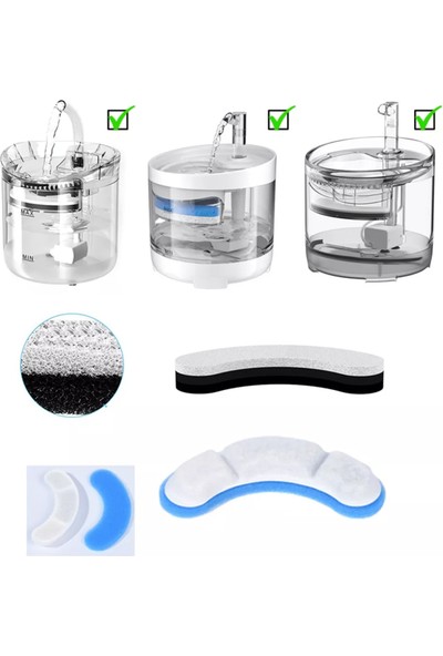 Kamardey 8 Li Yedek Filtre Şeffaf Otomatik Su Pınarı Için Sadece Filtre