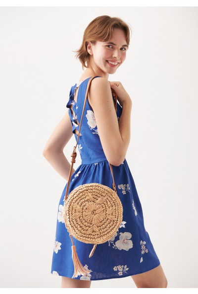 Yuvarlak Hasır Çapraz Çantası