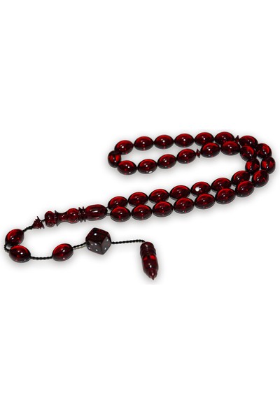 Gönül Patinli Objeli Kırmızı Zar Kehribar Tesbih