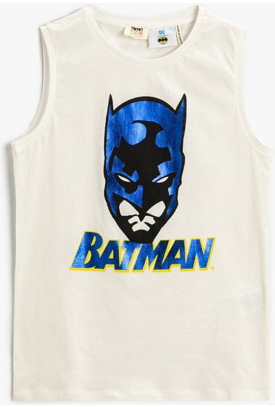 Koton Batman Baskılı Üst Lisanslı Kolsuz Bisiklet Yaka Pamuklu