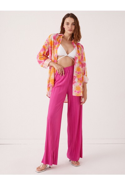 Koton Bol Paça Pantolon Beli Lastikli Pilili