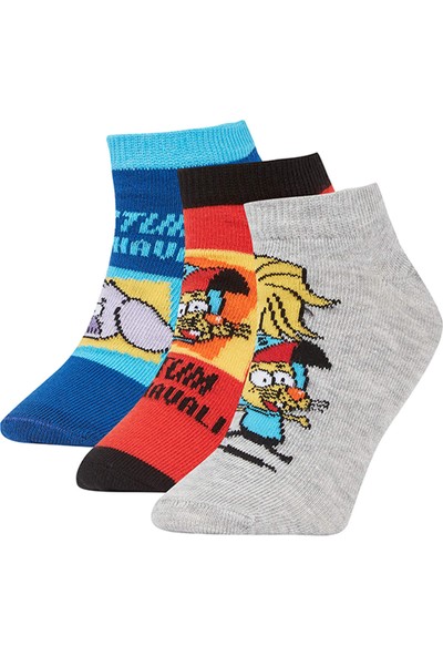 DeFacto Erkek Çocuk Kral Şakir Lisanslı Pamuklu 3'lü Kısa Çorap V7184A6NS